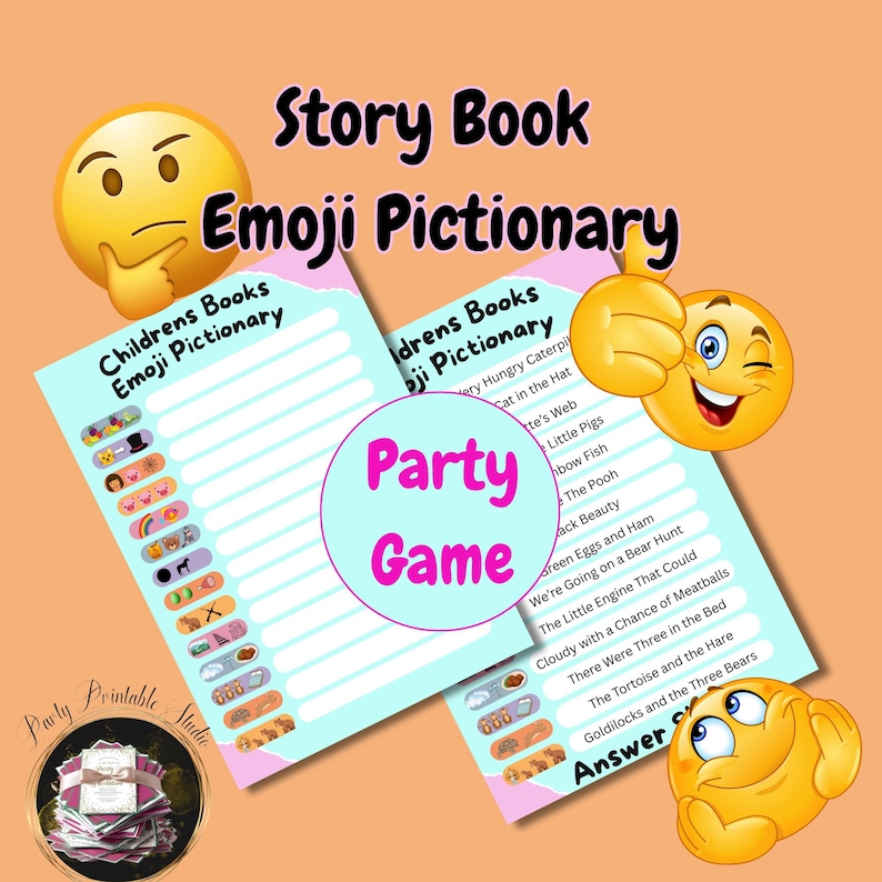 Emoji Storybook Pictionary Game: Printable Party Game (PDF) - Etsy