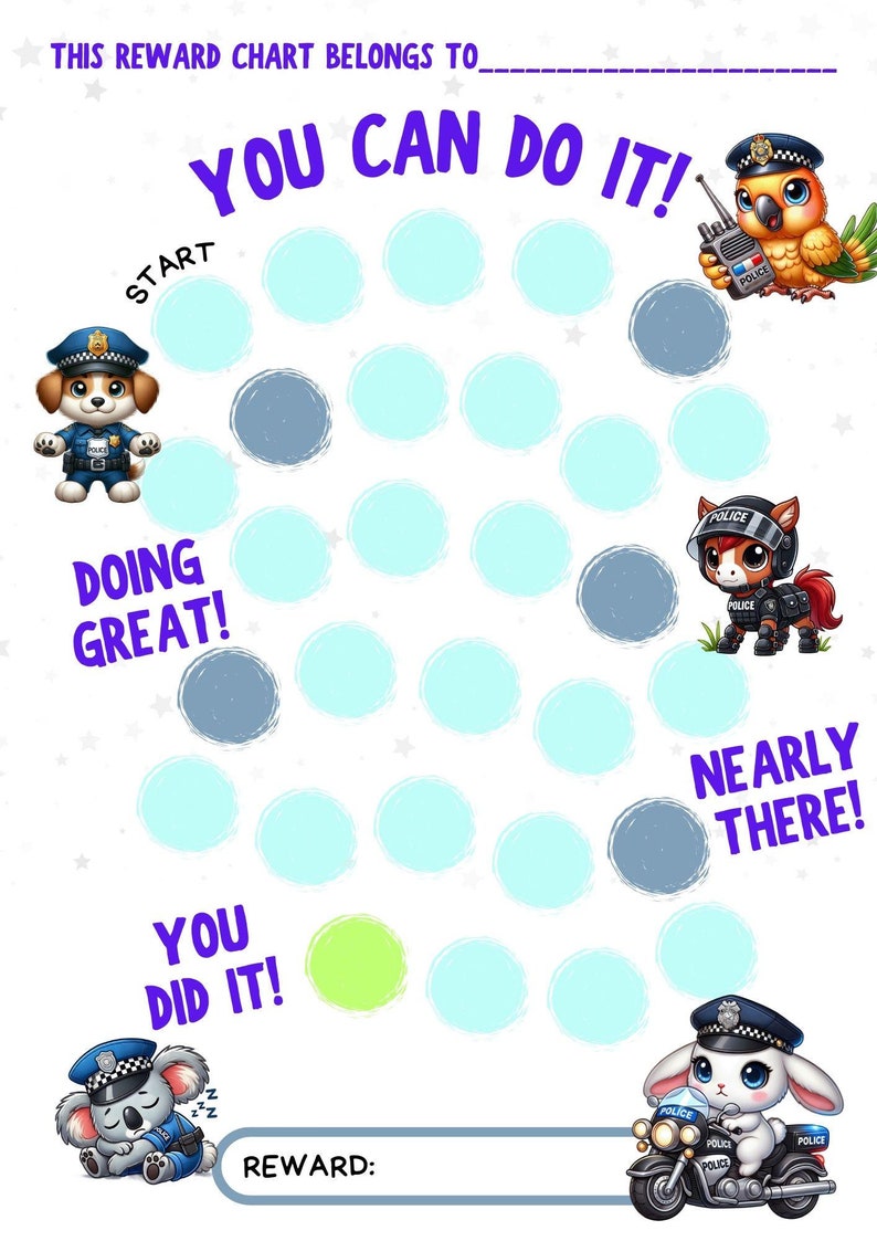 Police Animal Reward Chart | Printable Behaviour Chart | Daily Chore ...