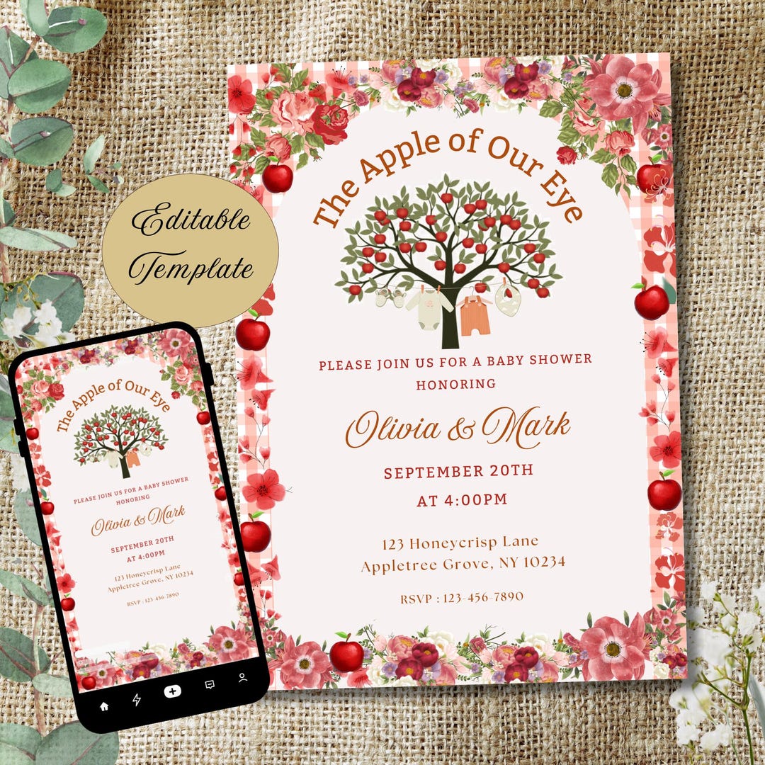 Apple of Our Eye Baby Shower Invitation Template, Fall Baby Shower ...