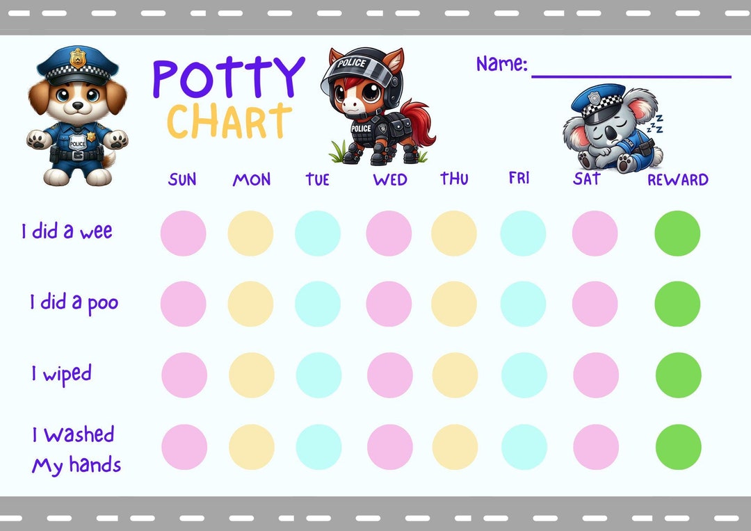 Potty Chart, Police Animal Reward Chart, Toilet Training, Potty ...