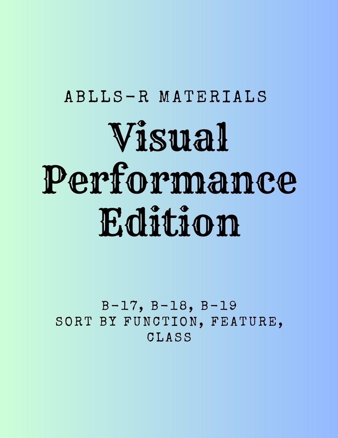 ABLLS-R Visual Performance Edition B-17, B-18, B-19 Material - Etsy