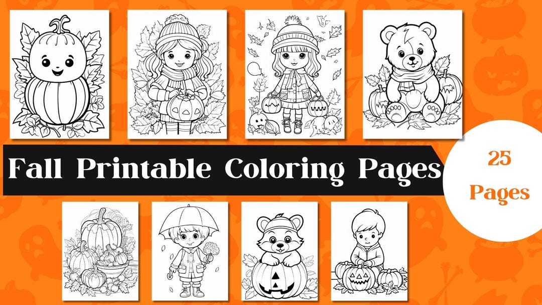 Cute Fall Coloring Pages Bundle. Fall Color Book Pages. 150 Page ...