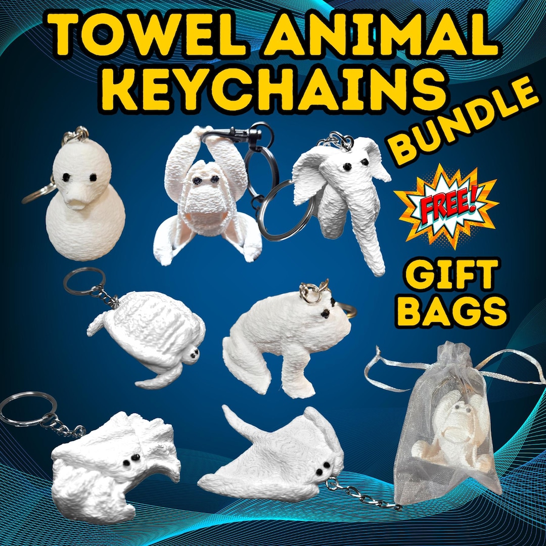 3D Printed Towel Animal Keychain Bundle: Cruise Souvenir Gift - Etsy