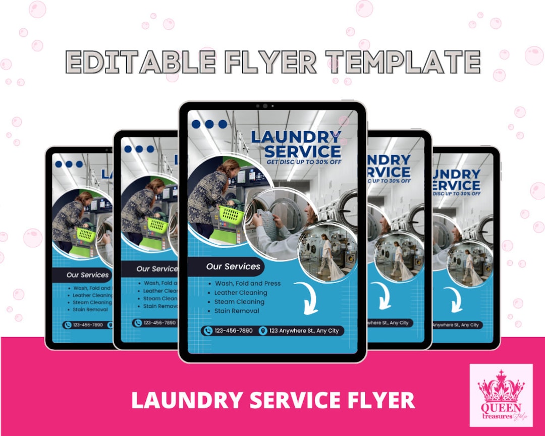 Laundry Services Flyer, Canva Template, Professional Laundry Service ...