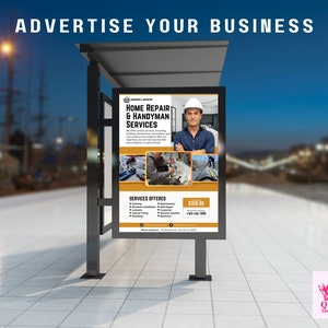 Home Repair & Handyman Service Flyer, Canva Template, Carpentry ...