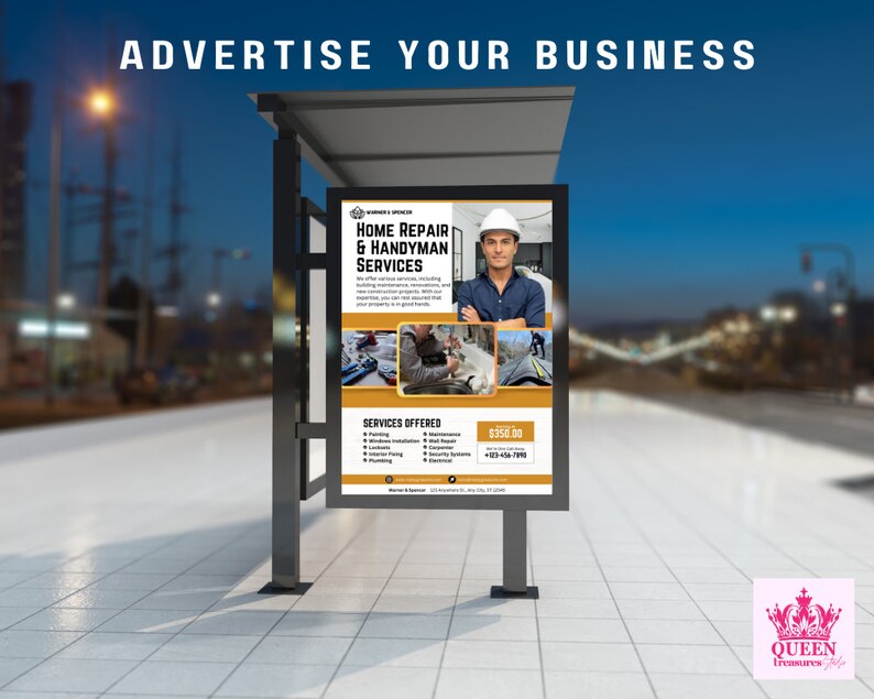 Home Repair & Handyman Service Flyer, Canva Template, Carpentry ...