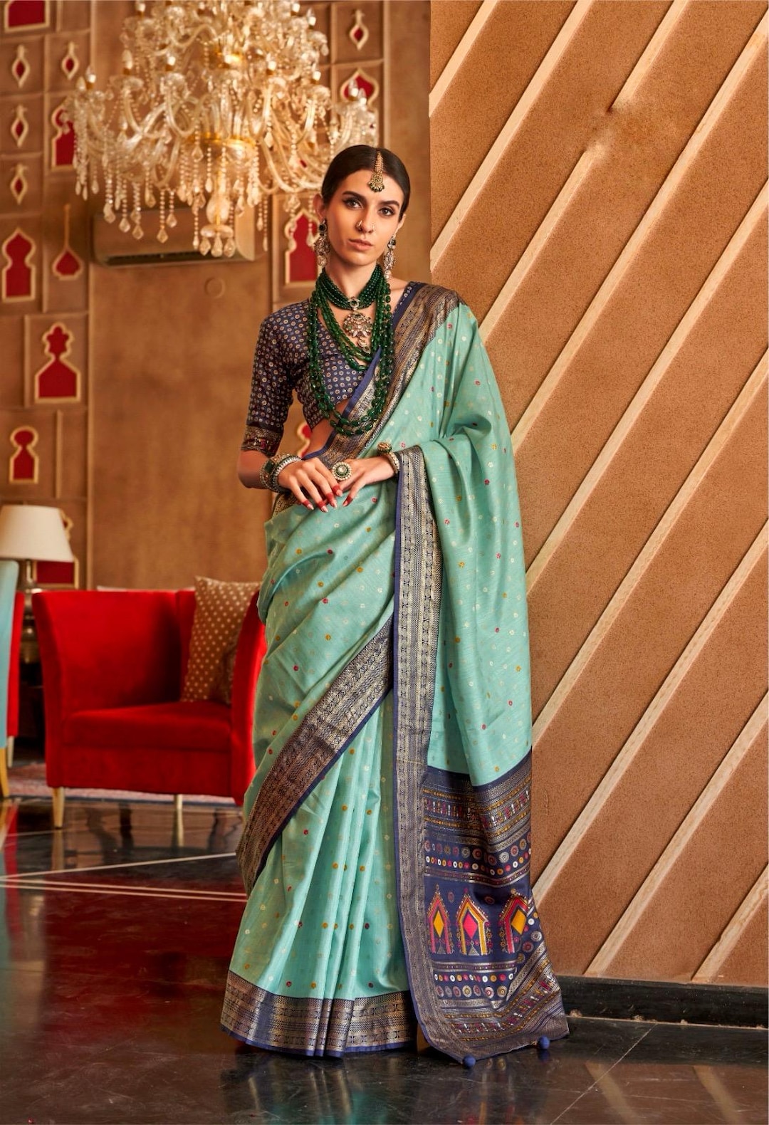 Light Blue Patola Silk Readymade/easy Saree - Etsy