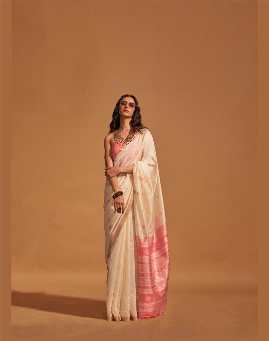Off White Color Readymade Silk Saree - Etsy