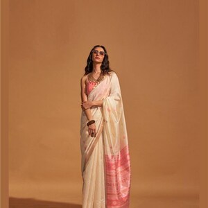 Off White Color Readymade Silk Saree - Etsy