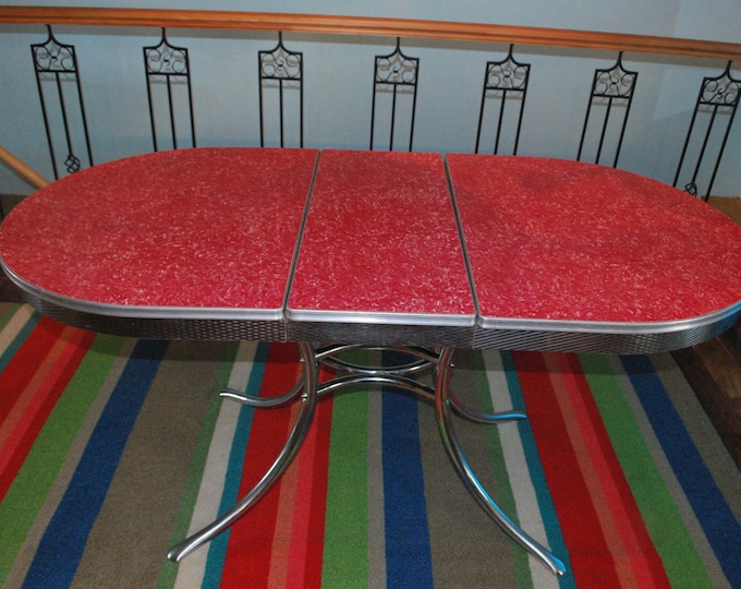 Vintage 1950's Red and Chrome Retro Kitchen Table - Etsy