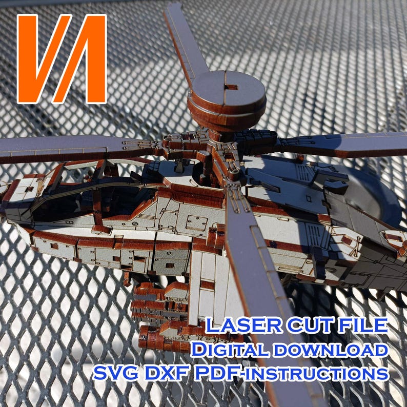 AH-64E Apache Attack Helicopter 1:50 Scale Laser Cut File High Detail ...