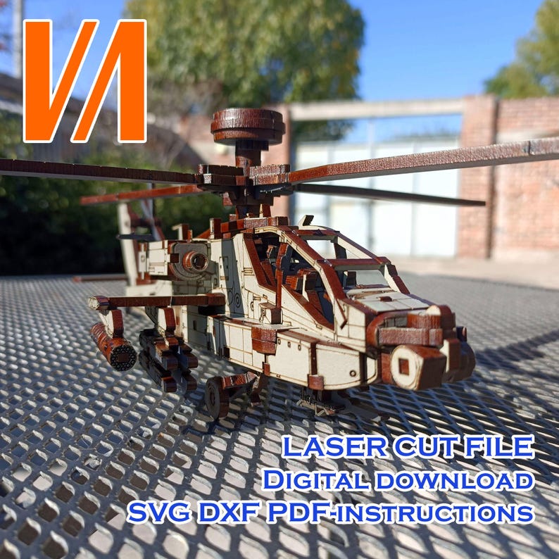 AH-64E Apache Attack Helicopter 1:50 Scale Laser Cut File High Detail ...