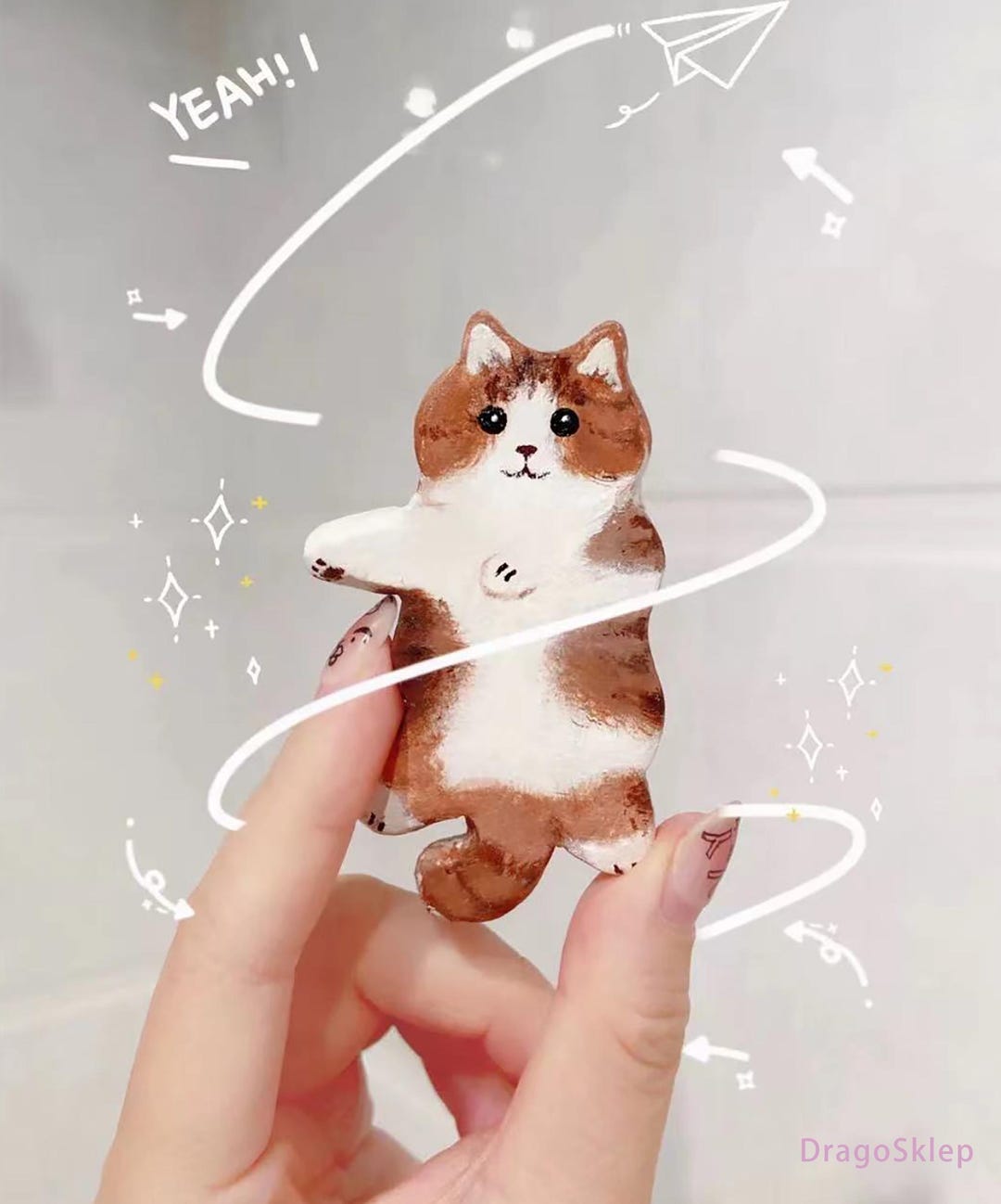 Kitten Clay Figurine Desk Companion Handmade Desk Figurine Children's ...