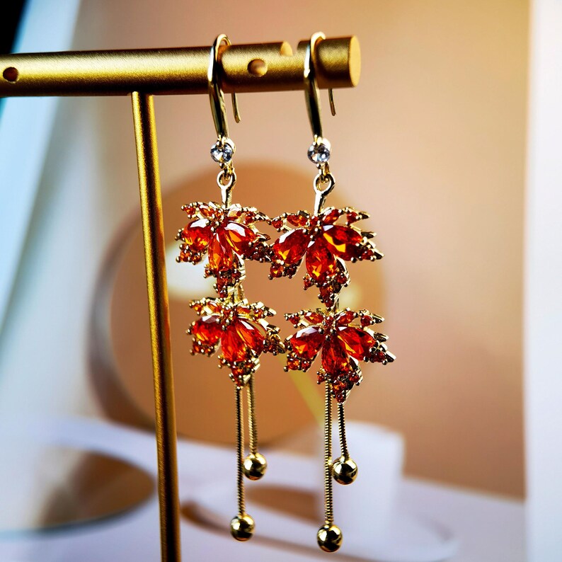 Autumn-themed Red Maple Leaves Earrings/fall Wedding Earrings/autumn ...