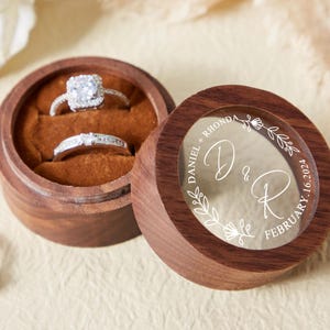 Personalized Walnut Wedding Ring Box With Acrylic Cover, Custom ...