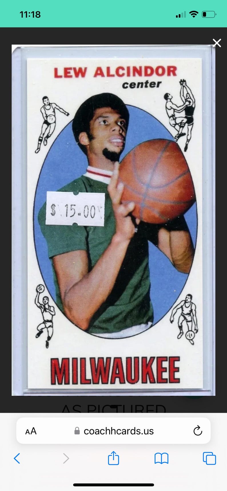 JABBAR / LEW ALCINDOR Lakers 1969 Tall Rookie Card Custom Reprint as ...