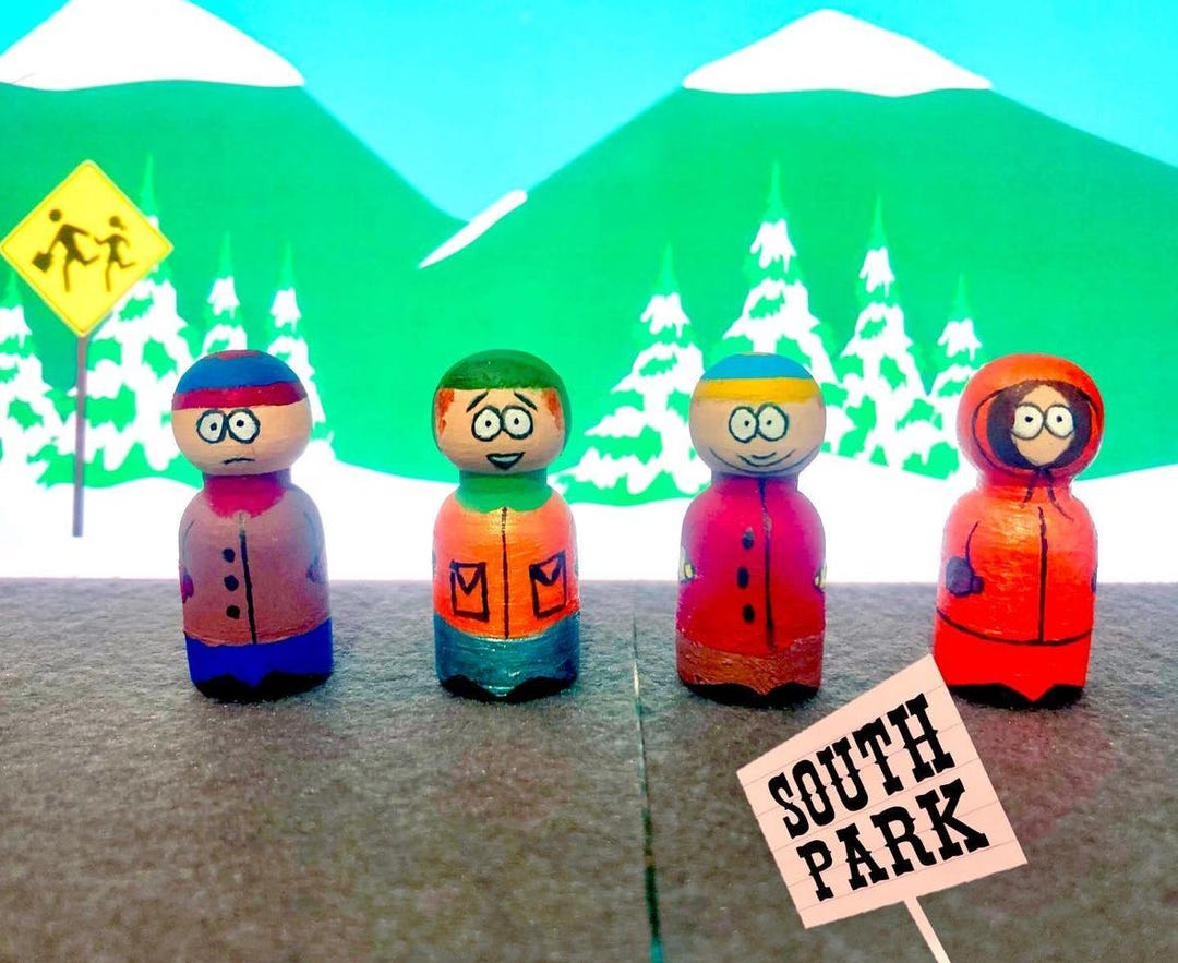 Mini South Park Pegdoll Painted Figurines Cartman Kenny Stan Kyle - Etsy