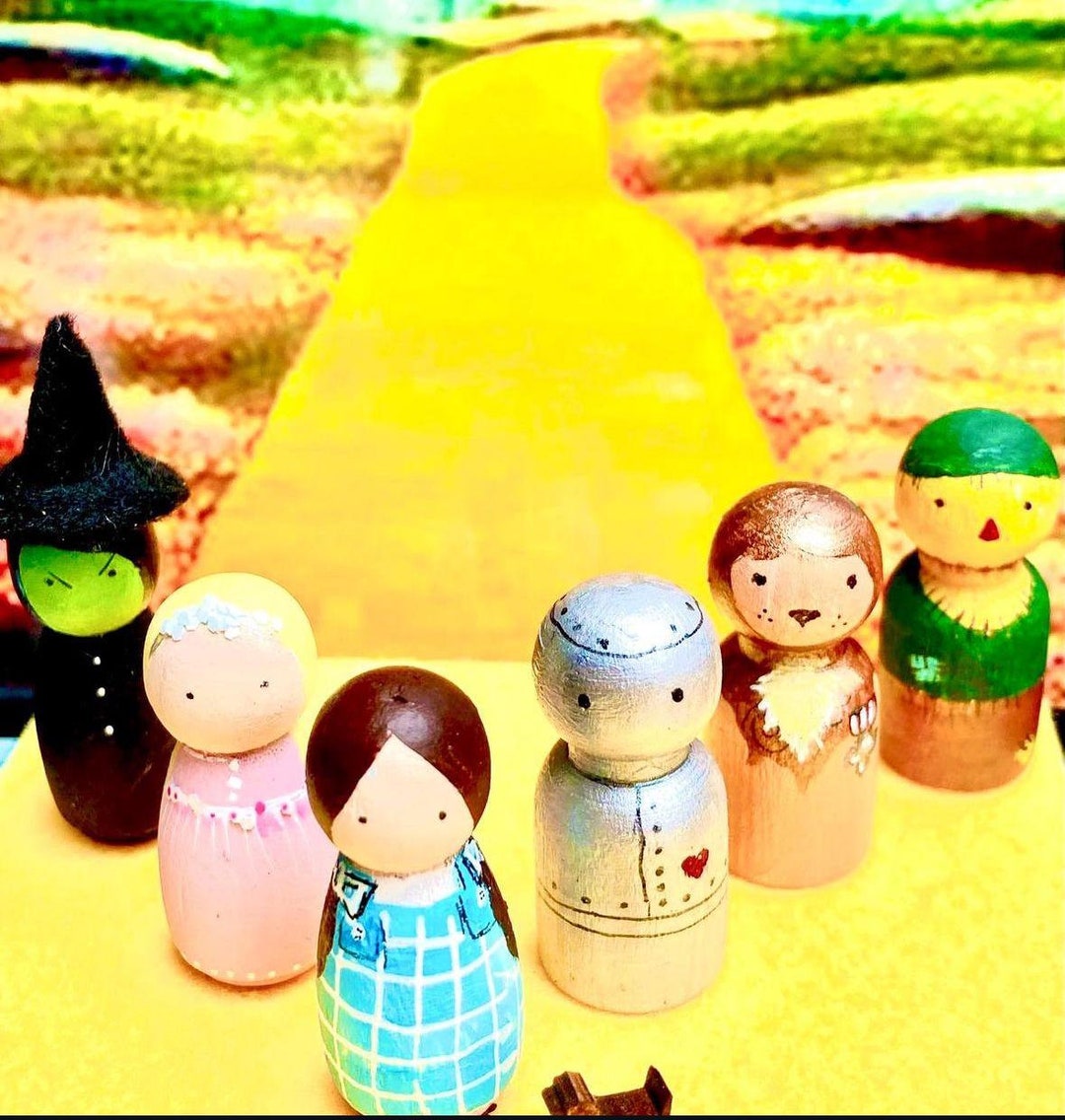 The Wizard of Oz Mini Painted Peg Dolls Set of 6 - Etsy