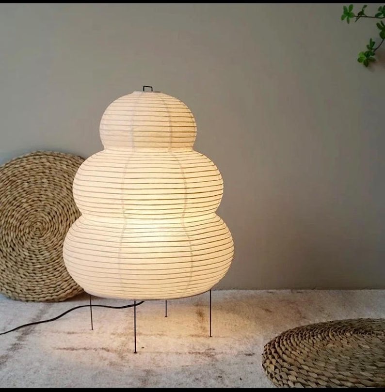 Japanese Design Akari Noguchi Yong Table Lamp White Rice Paper ...