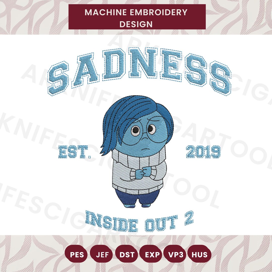 Sadness Character Embroidery Designs, Sadness Emotion Embroidery Design ...