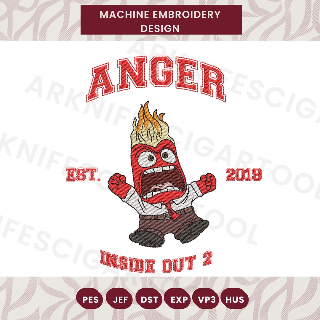 Anger Character Embroidery Designs, Anger Emotion Embroidery Design ...