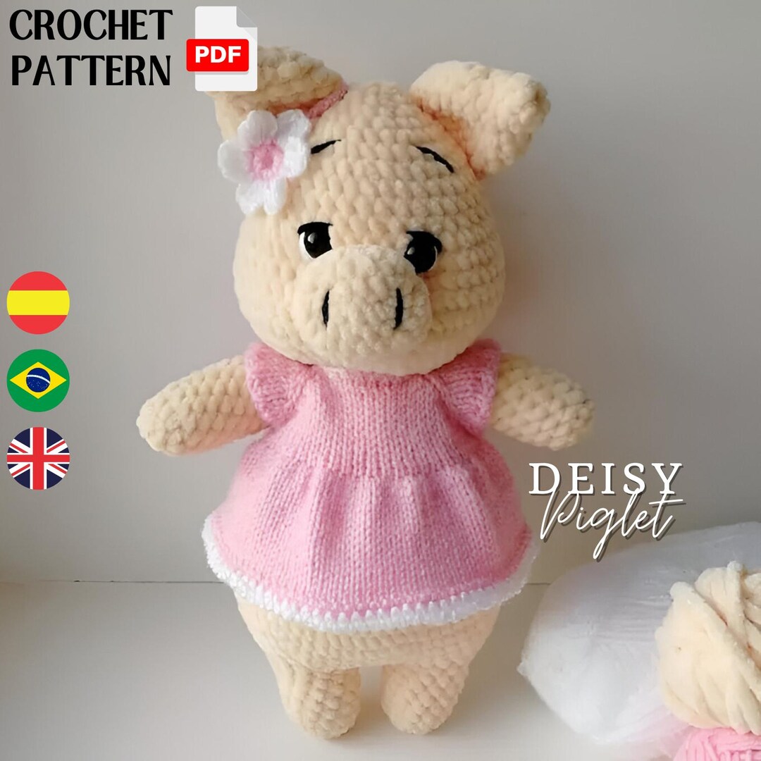 Amigurumi Piggy Crochet Pattern, Stuffed Animal Toy, Cute Pig Plushie ...