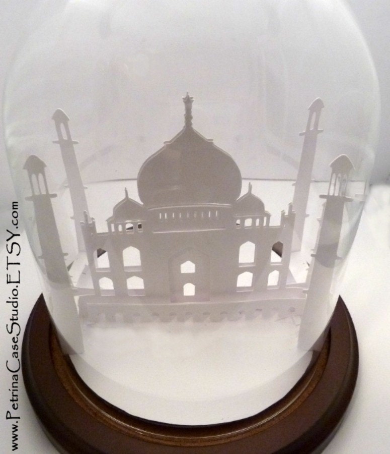 Taj Mahal Paper Sculpture Under Glass Dome: Wedding Invitation Art - Etsy
