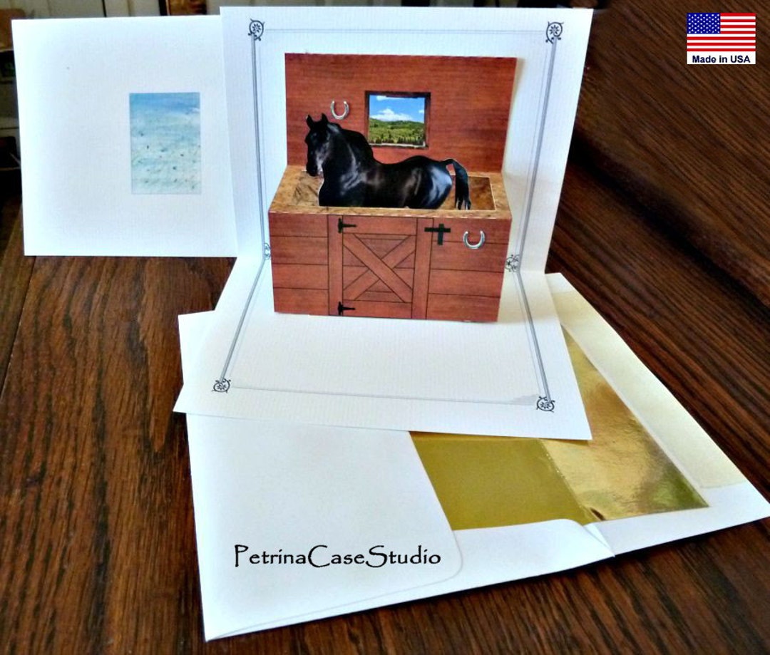 Horse in Stall Stable Pop-up Card 5X7 -ITEM 1328 - Etsy