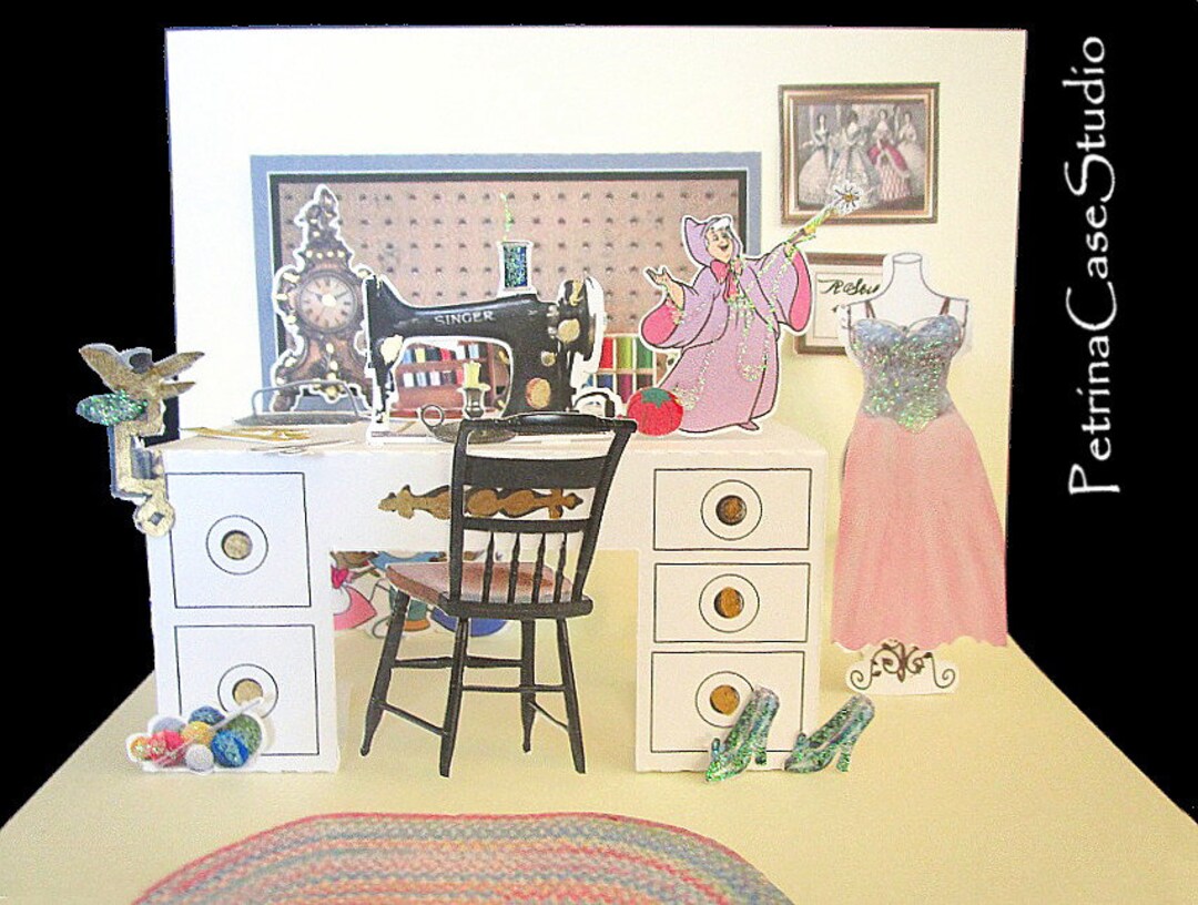 Cinderella Sewing Room Pop-up Card 5X7 Item1924 - Etsy