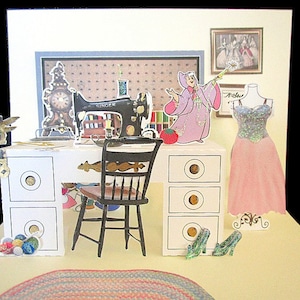 Cinderella Sewing Room Pop-up Card 5X7 Item1924 - Etsy