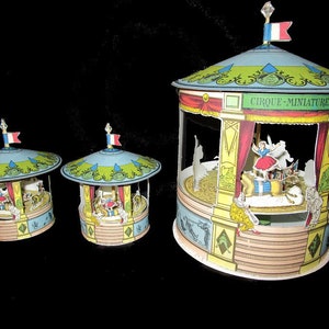 Miniature French Circus Carousel: Handmade Mechanical Paper Toy - Etsy