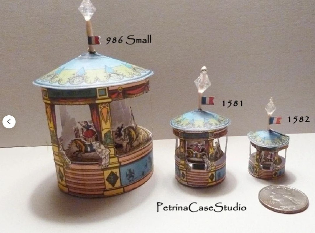 Miniature French Circus Carousel: Handmade Mechanical Paper Toy - Etsy