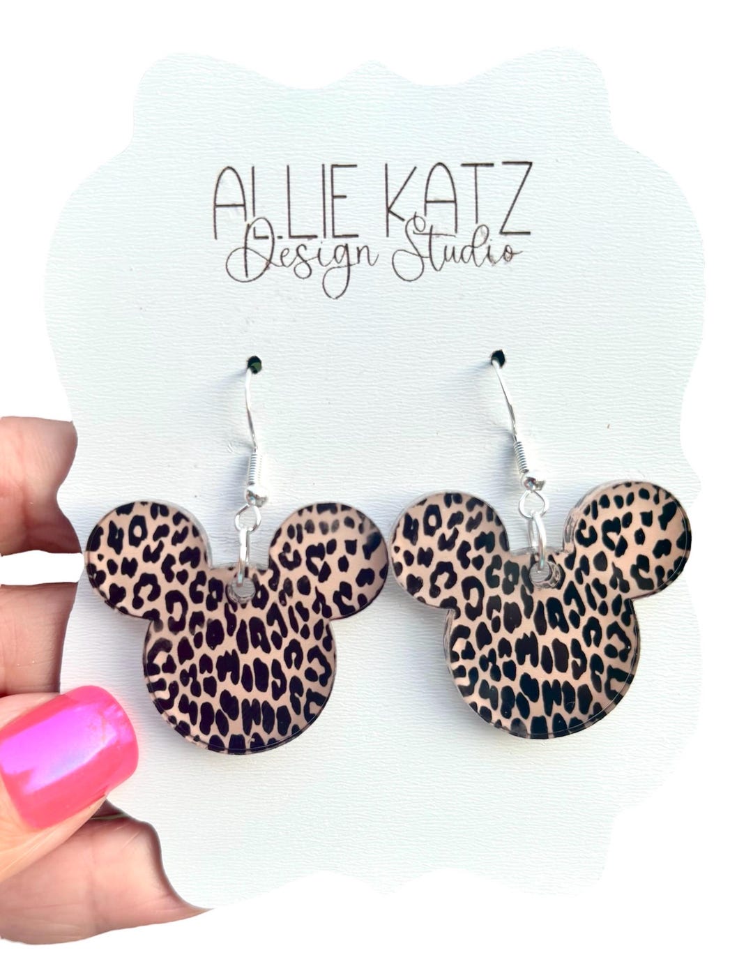 Leopard Print Mouse Head Acrylic Earrings: Fun Vacation Jewelry - Etsy