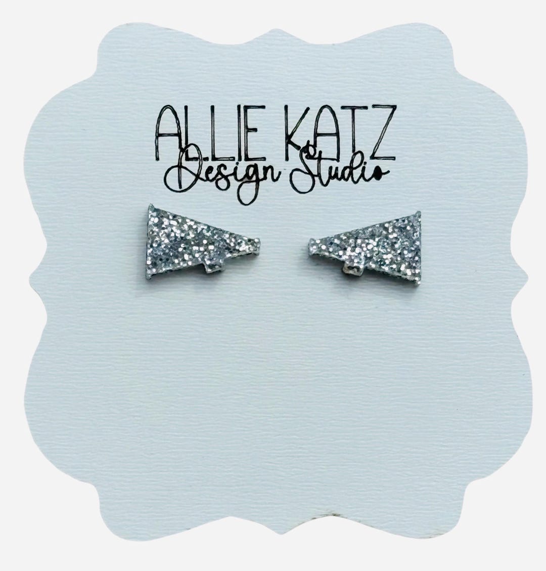 Silver Glitter Cheer Megaphone Stud Earrings: Team Spirit Jewelry - Etsy