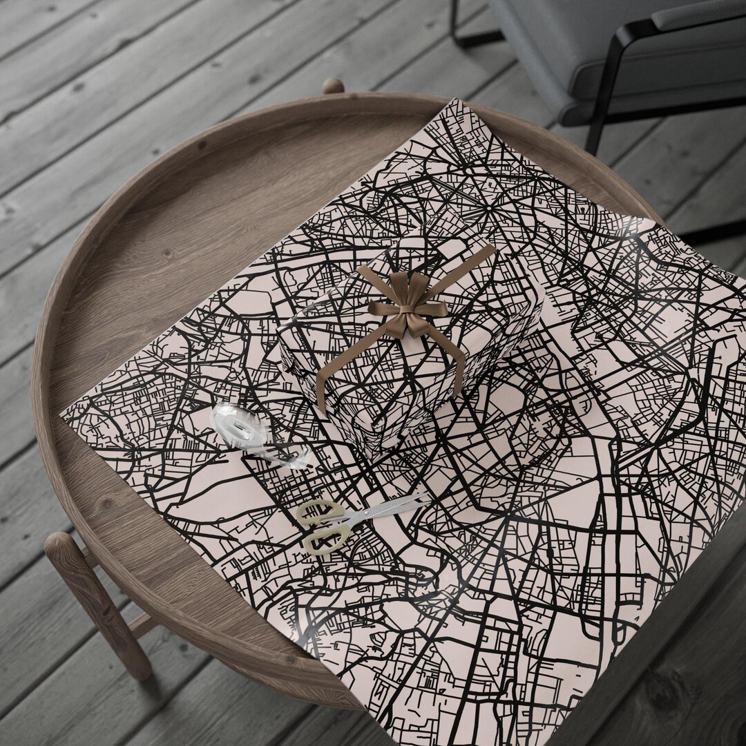 Gift Wrap Paris Map Wrapping Paper, City of Light, Gift for Traveler ...