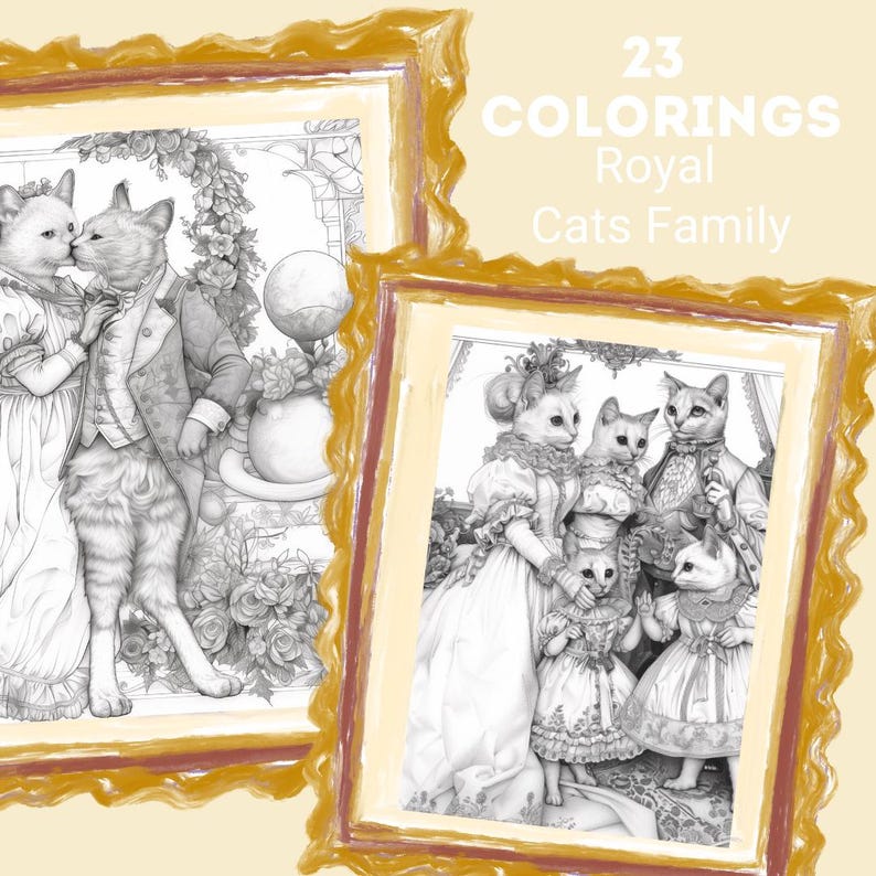 23 Coloring Pages With Georges Royal Cats Family - Etsy