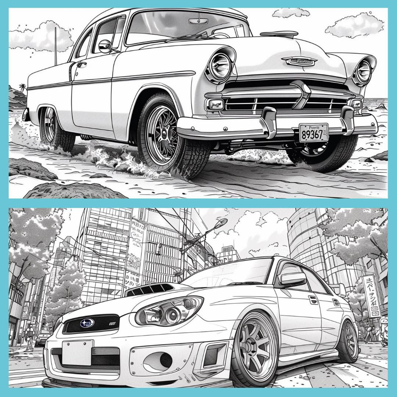 130 Coloring Pages With Modern and Old-fashioned Cars - Etsy