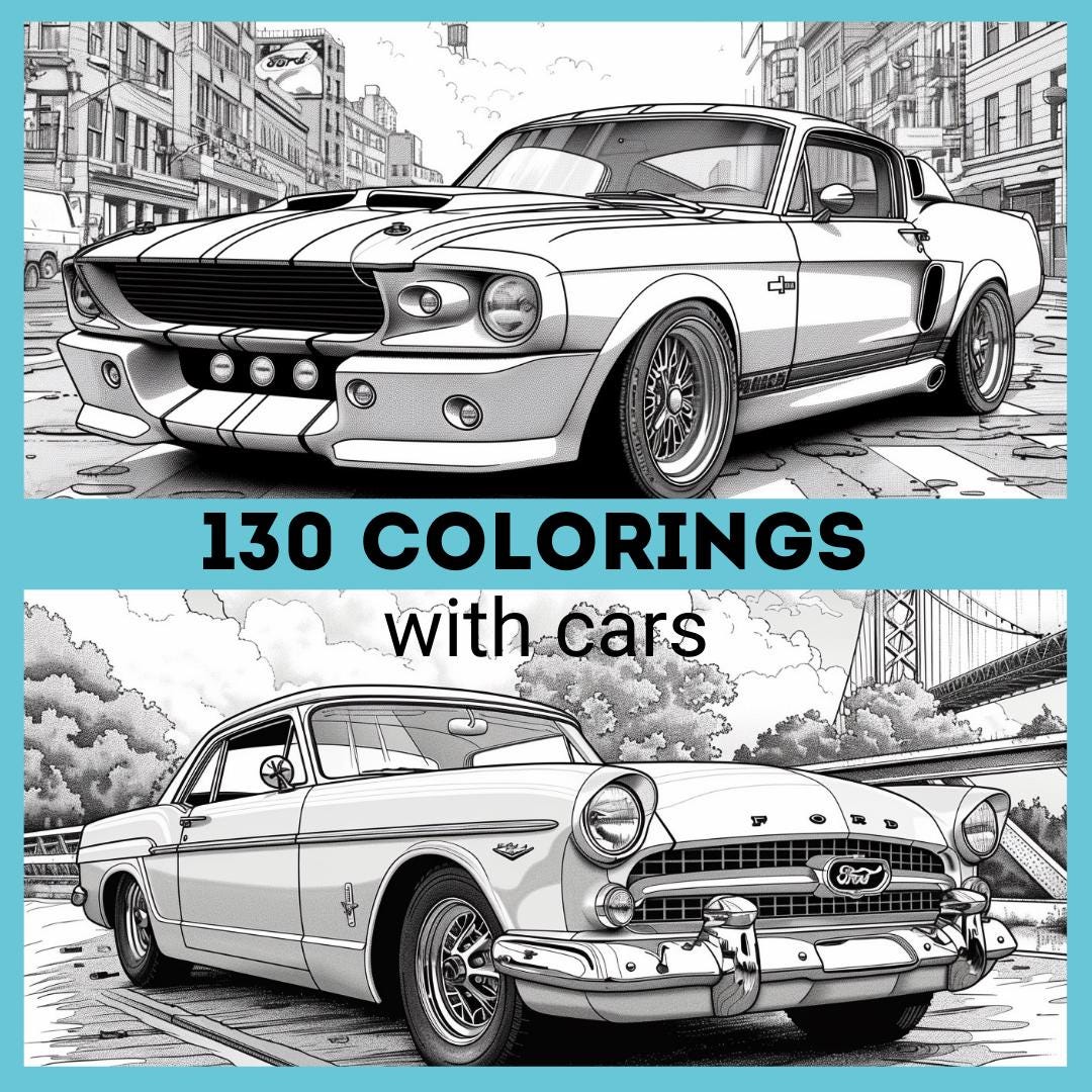 130 Coloring Pages With Modern and Old-fashioned Cars - Etsy