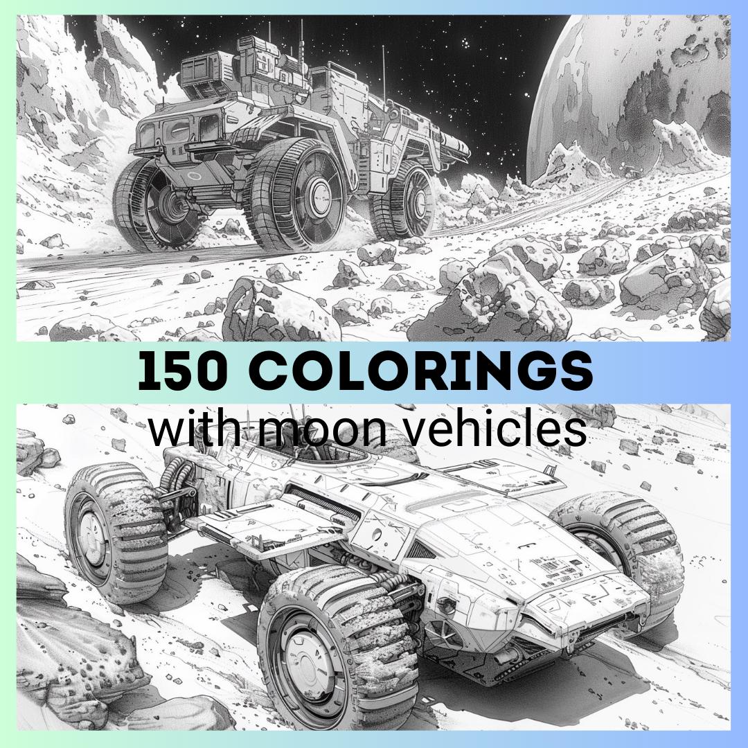 150 Coloring Pages With Moon Vehicles - Etsy