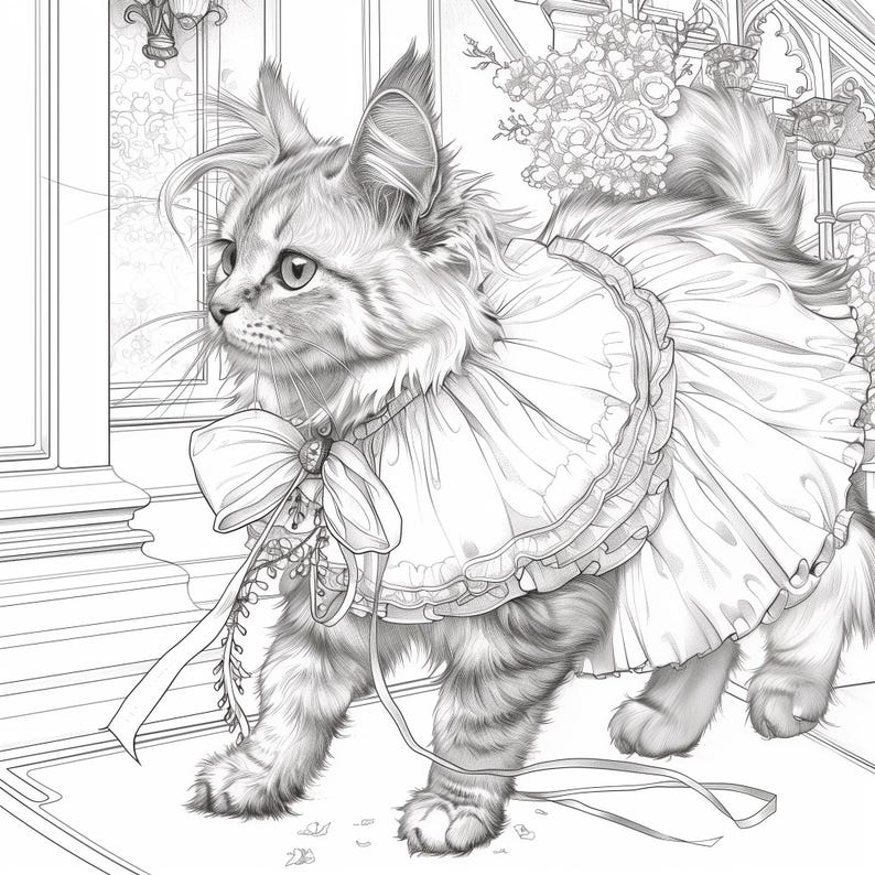 8 Coloring Pages With Adorable Royal Cats - Etsy