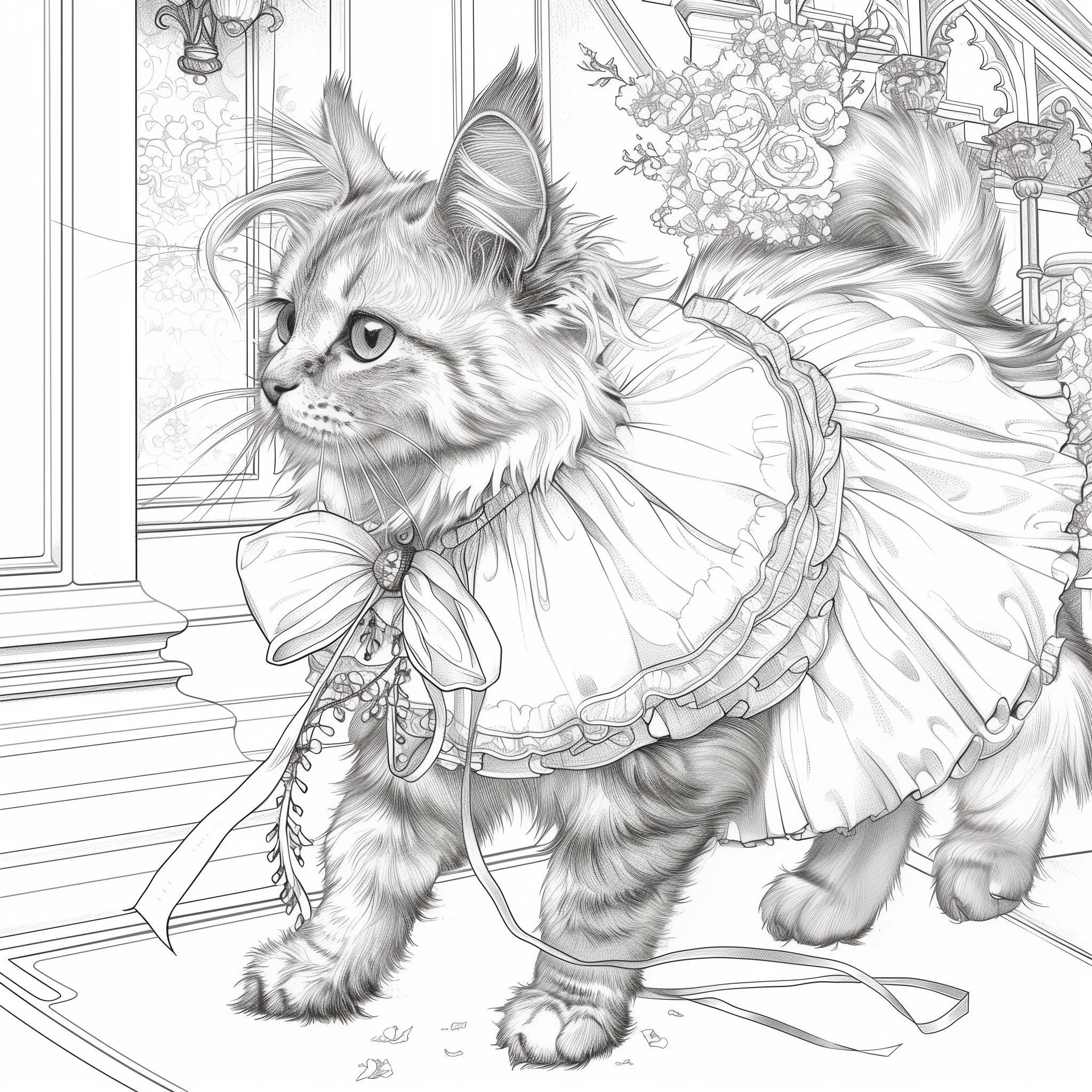 8 Coloring Pages With Adorable Royal Cats - Etsy