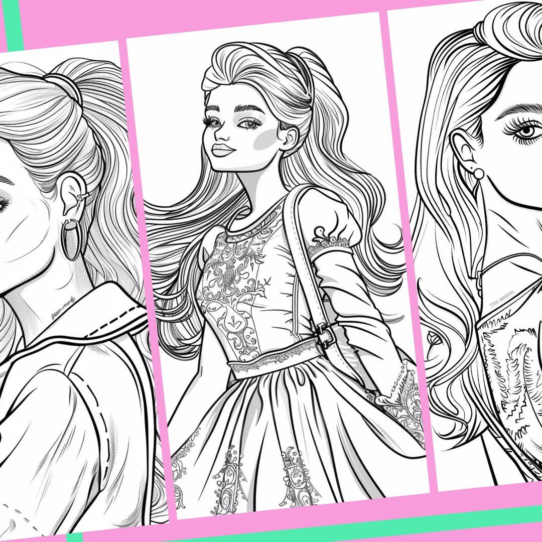 100 Coloring Pages With Fashionista Girls. Fashion Coloring Book - Etsy