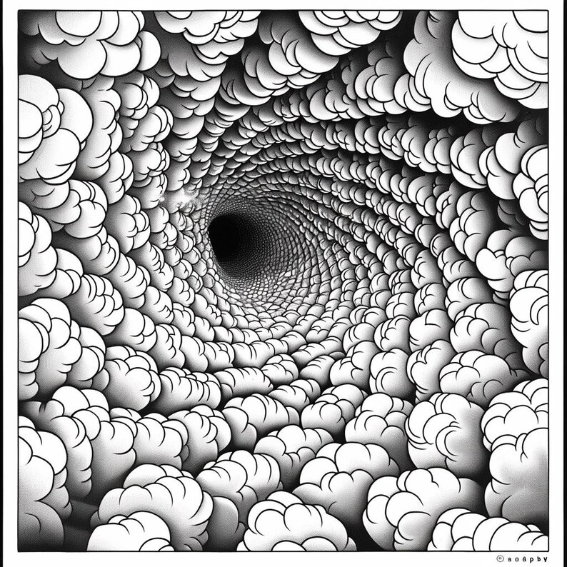 50 Abstract Black and White Coloring Pages With Anamorphic Designs - Etsy