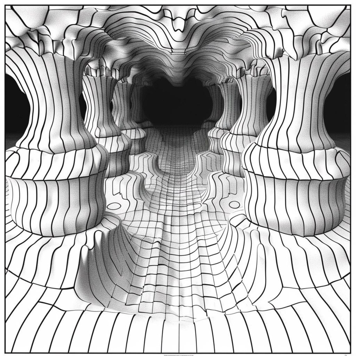 50 Abstract Black and White Coloring Pages With Anamorphic Designs - Etsy