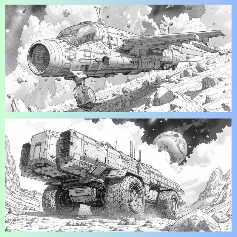 150 Coloring Pages With Moon Vehicles - Etsy
