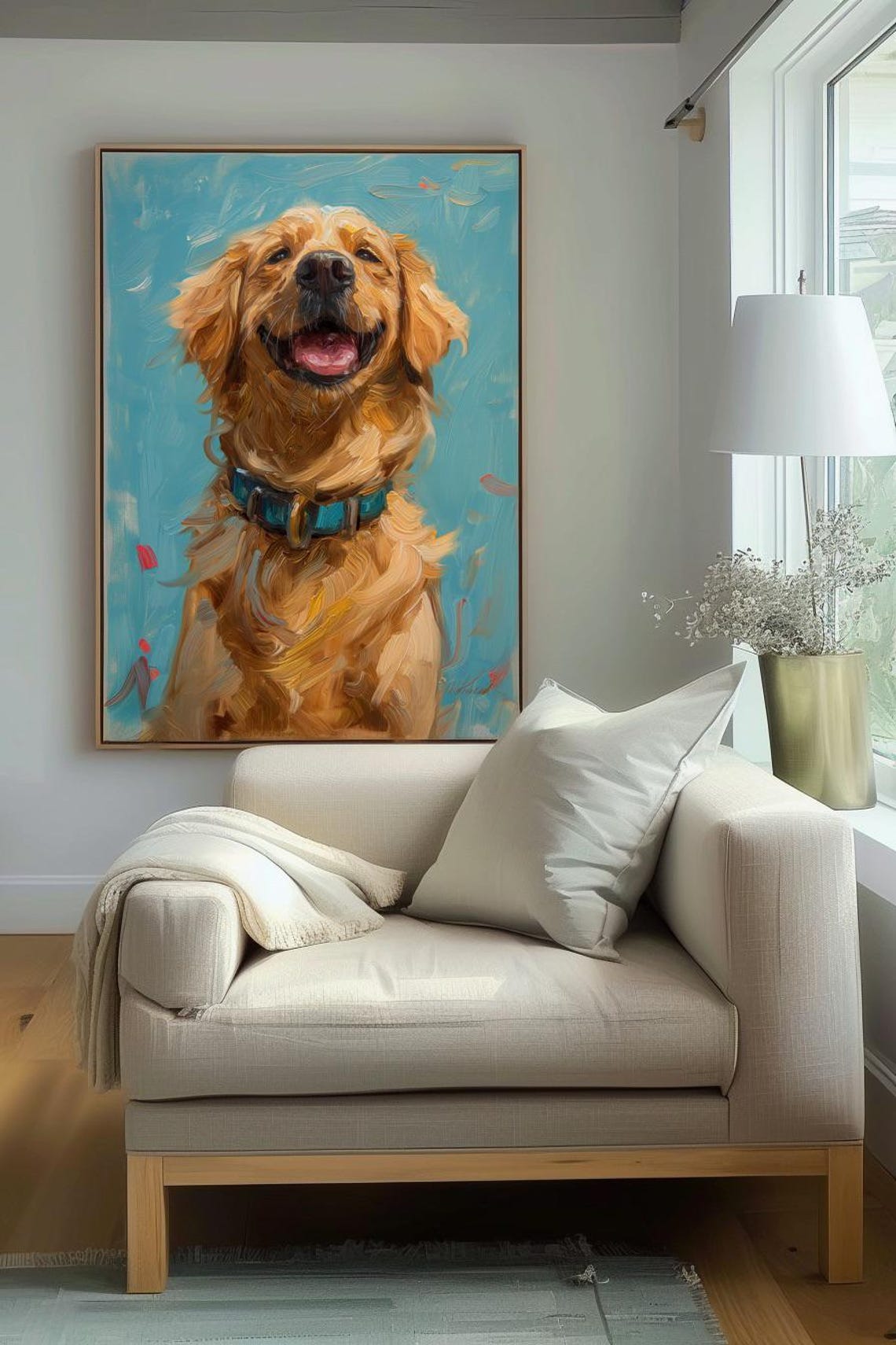 Wall Art Poster With the Smiling Dog. Digital Print in the Oil Painting ...