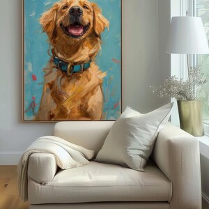 Wall Art Poster With the Smiling Dog. Digital Print in the Oil Painting ...