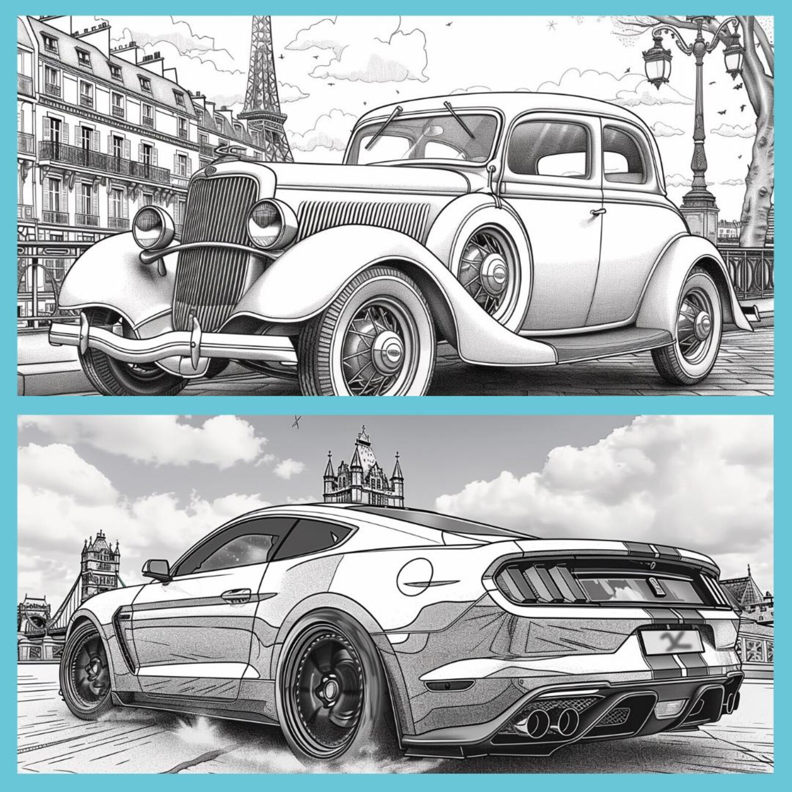 130 Coloring Pages With Modern and Old-fashioned Cars - Etsy