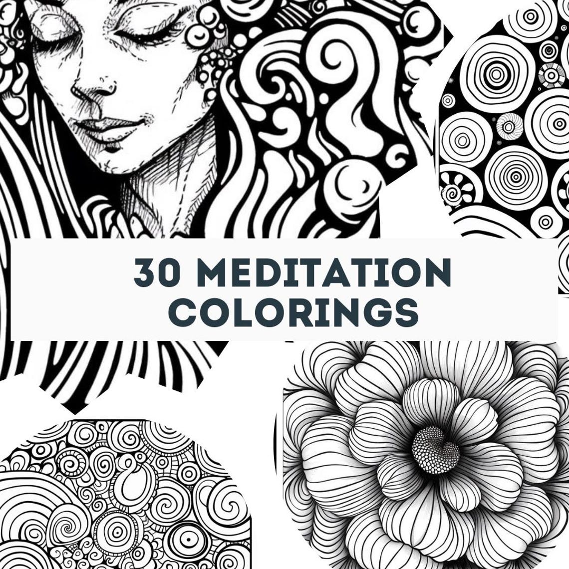 30 Meditation Abstract Coloring Pages - Etsy