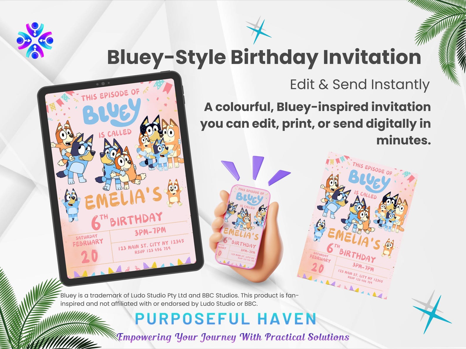 Bluey Birthday Invitation | Editable Digital Download | Bluey Party ...